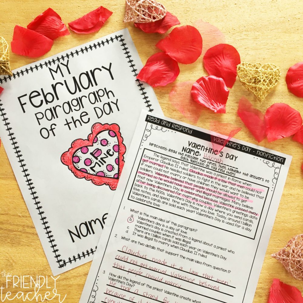 Valentine's Day Reading Activities for Upper Elementary - The Friendly ...