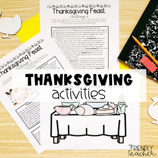 Thanksgiving Activities for Upper Elementary - The Friendly Teacher