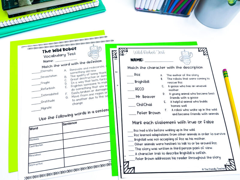 The Wild Robot Reading Activities - The Friendly Teacher