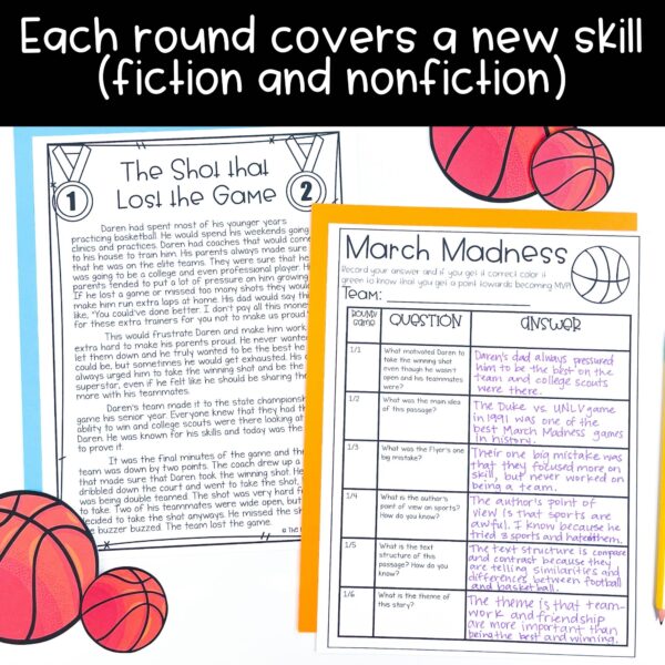 March Madness Reading Challenge - 3rd & 4th Grade - The Friendly Teacher