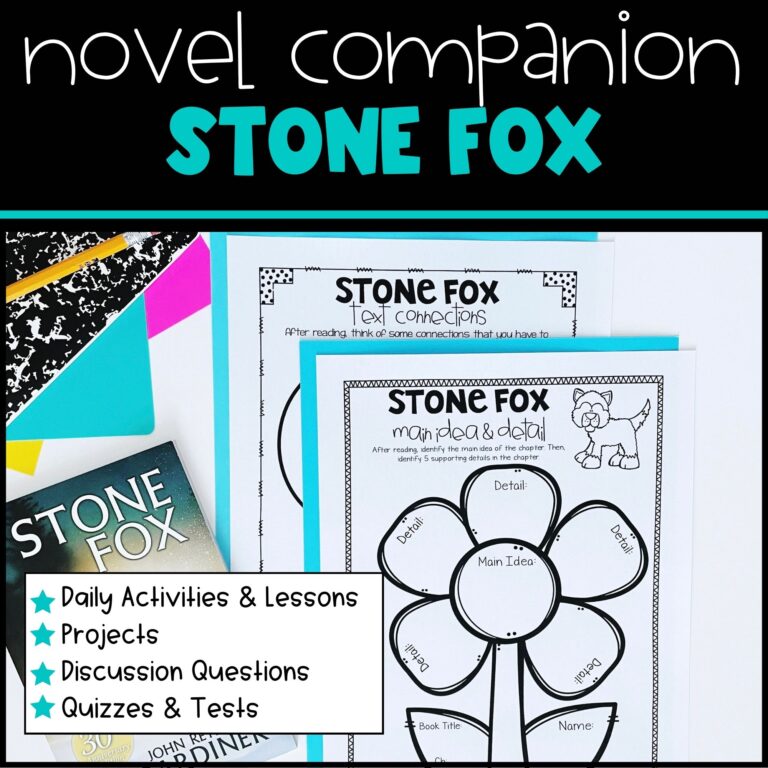 Stone Fox Novel Study | Comprehension questions, vocabulary, and ...